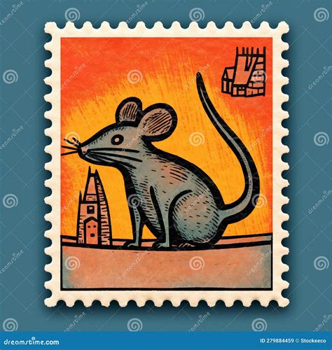 Intricate Rat Postage Stamp With Belgian Tripel Illustration Stock