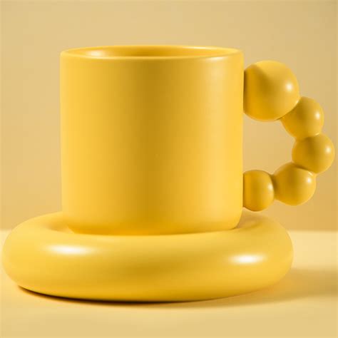 Fun Bubble Handle Mug With Saucer