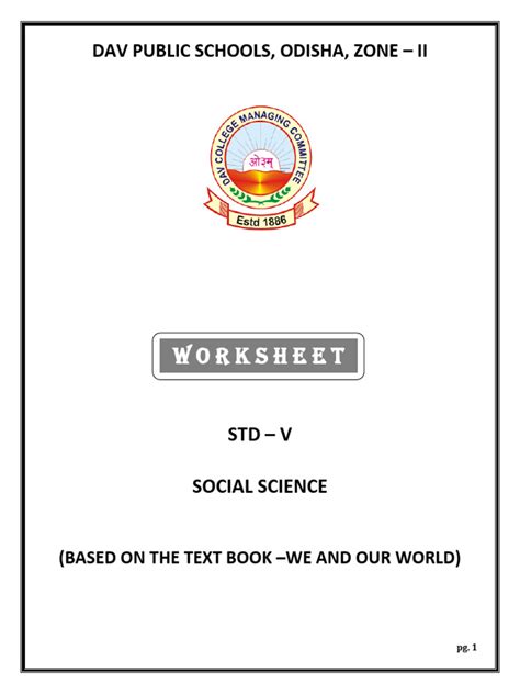 Class V Work Sheet Book Dav Pdf Communication Natural Gas