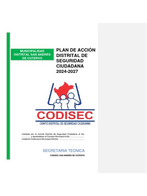 3formato Plan De Acción Distrital De Seguridad Ciudadana Pdf
