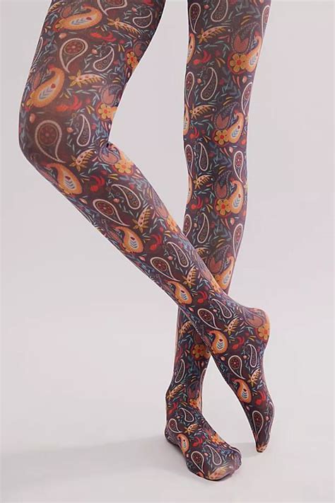 Free People Moden Folk Floral Tights In Multi Endource