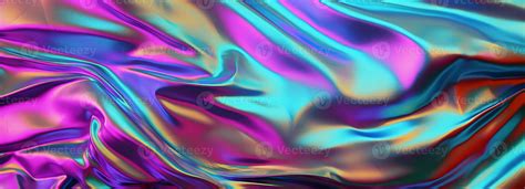 Banner With Abstract Holographic Background Modern Pastel Neon Blue