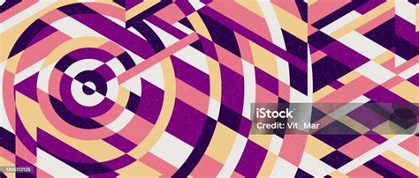 Spanduk Geometris Vektor Horizontal Latar Belakang Retro Abstrak Yang