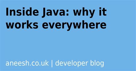 Inside Java Why It Works Everywhere Aneesh Mistry Software Engineer