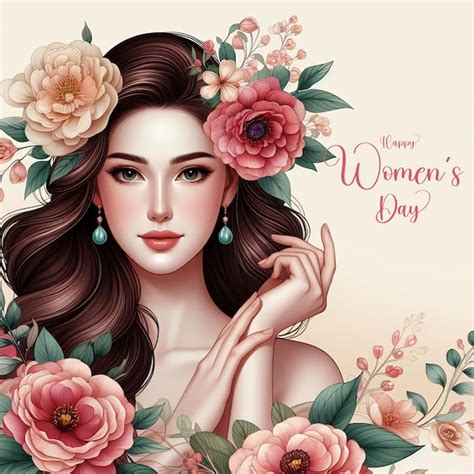 Premium Psd International Womens Day Illustration With Flowers