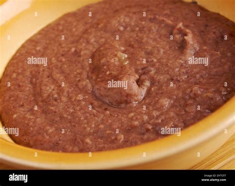 Refried Beans Dish Of Cooked And Mashed Beans And Is A Traditional