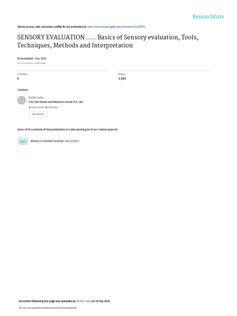 Sensory Testing Process Details Pdf Taste Odor