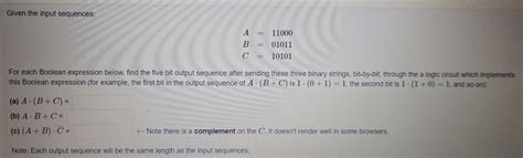 Solved Given The Input Sequences 11000 A B С 01011 10101