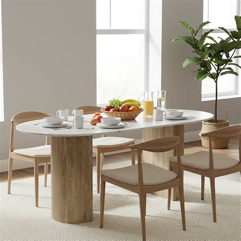 Luxor Oval Natural Marble Dining Table 6 To 8 Seater
