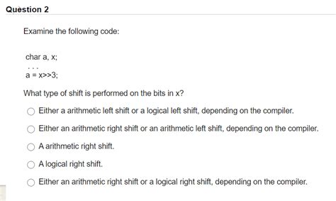 Solved Question Examine The Following Code Char A X A Chegg Com