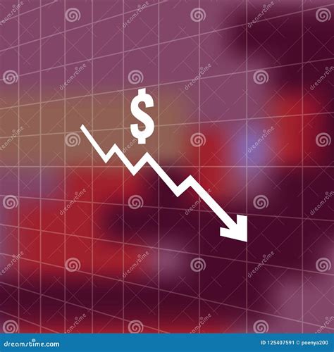 Dollar Money Fall Down Icon Symbol With Blur Background Arrow Decrease Economy Stretching