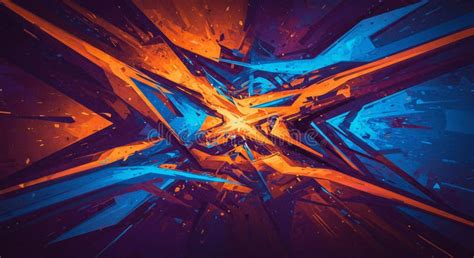 Abstract Digital Artwork Featuring Sharp Intersecting Geometric Shapes Creating A Stock