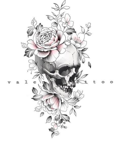 Girly Skull Tattoos With Roses