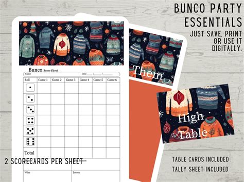 Ugly Christmas Sweaters Mini Bunco Printable Game Set Perfect For