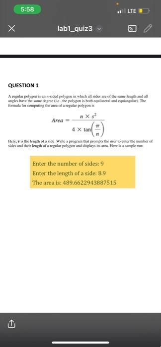 Solved A Regular Polygon Is An N Sided Poly Pon In Which All Chegg