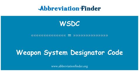 Wsdc Stands For Weapon System Designator Code Abbreviation Finder