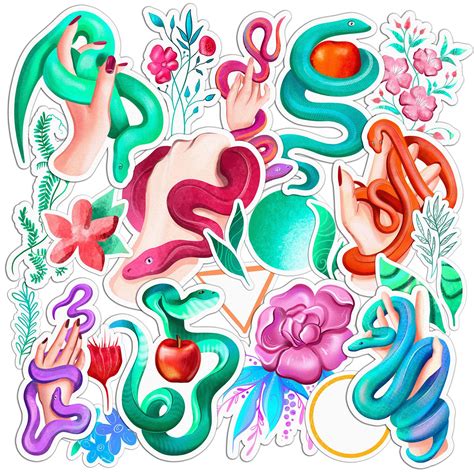 ᐉ Набір стікерів Lex Altern Красиві змії вінілові 24 шт • Краща ціна в Києві Україні • Купити