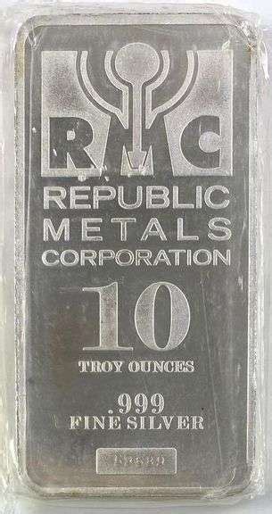 Republic Metals Corporation Vertical 10oz 999 Fine Silver Ingot Bar