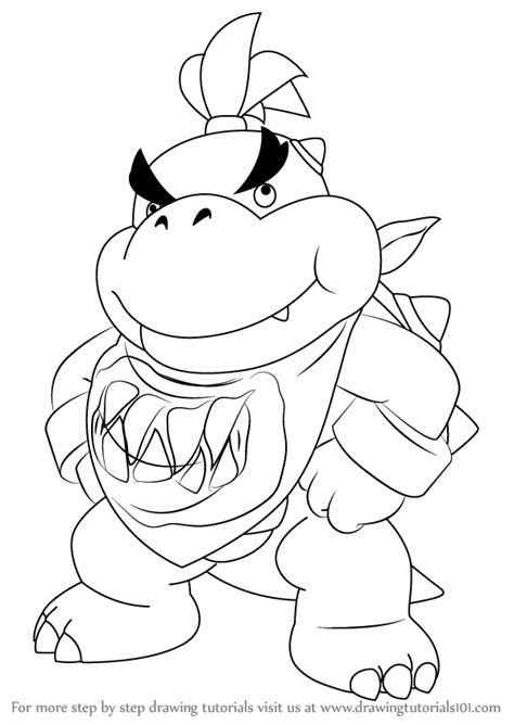 How To Draw Bowser Jr Standing From Super Mario Super Mario Step By Step