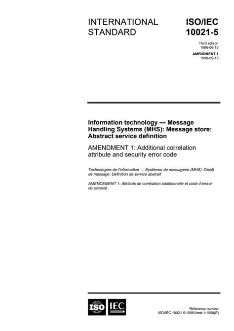 ISO IEC Amd Information Technology Message Handling Systems MHS Message