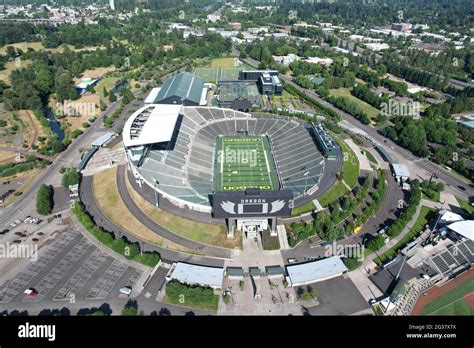 An Aerial View Of Autzen Stadium On The Campus Of University Of Oregon