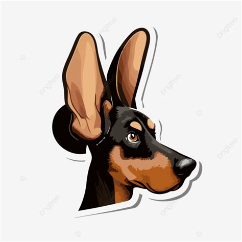 杜賓犬臉貼紙 向量 貼紙設計與孤立的卡通狗耳朵 貼紙向量圖案素材免費下載，png，eps和ai素材下載 Pngtree