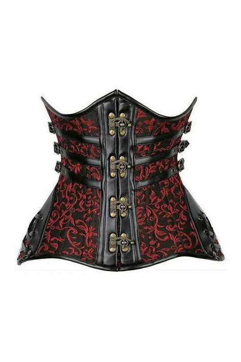 Plus Size Top Drawer Black And Red Curvy Steampunk Steel Double Boned