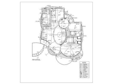 Ellipse Shaped Villa Design Ground Floor Dimensioning Plan Dwg Thousands Of Free Autocad Drawings