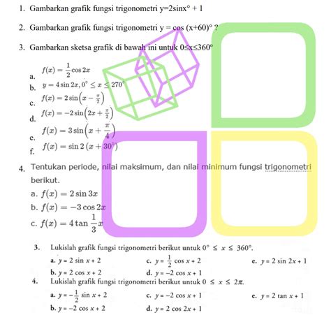 1 Gambarkan Grafik Fungsi Trigonometri Y 2sinx 1 2 Gambarkan Grafik