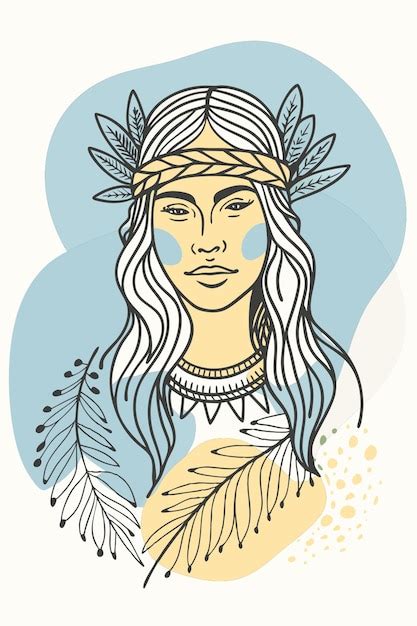 Boho Style Abstract Vector Illustration Line Circuit Premium Ai
