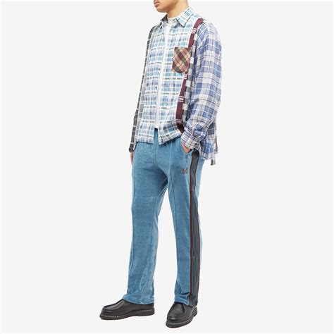 Needles Velour Narrow Track Pant Blue Grey End Hk