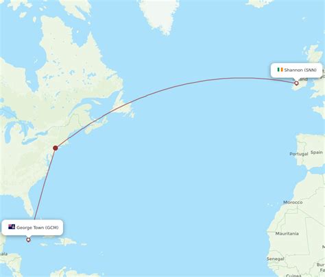 All Flight Routes From Shannon To Grand Cayman Island Snn To Gcm