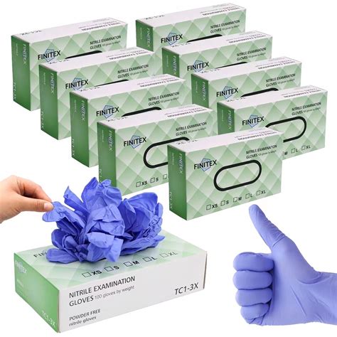 Finitex Nitrile Disposable Medical Exam Gloves Purple 1000 Count Case