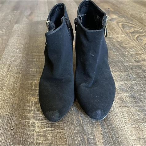 Impo Black Suede High Heel Booties Gold Zipper Depop