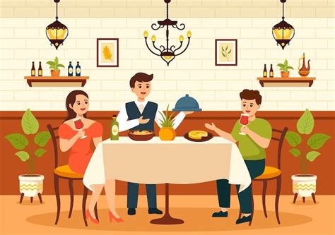 Ilustración Vectorial De Un Restaurante Español Con Varios Menús De