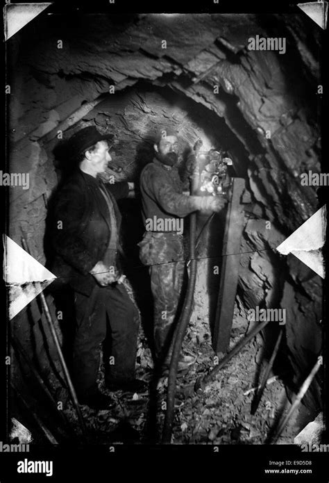 Photograph Of Two Miners Drilling Inside The Nettie L Mine In Ferguson