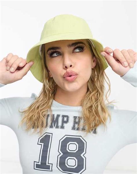 Asos Design Bucket Hat Met Textuur In Limoengroen Asos