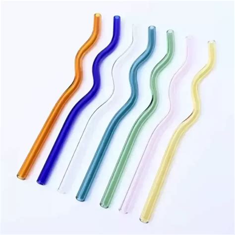 200mm Reusable Eco Borosilicate Glass Silicone Drinking Straws High
