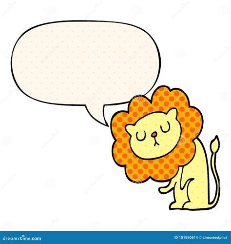 A Creative Cute Cartoon Lion And Speech Bubble In Comic Book Style