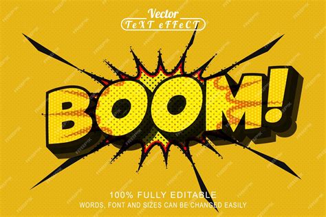 Premium Vector | Boom! comic speech 3d text style effect