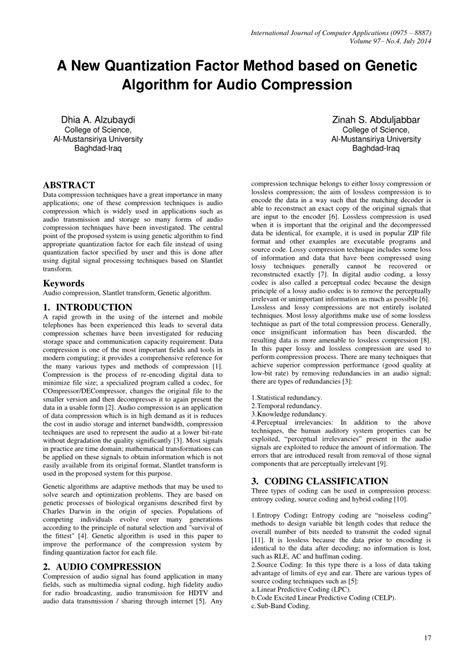 Pdf A New Quantization Factor Method Based On Genetic Algorithm For