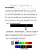 The Visible Spectrum Of Hydrogen Docx The Visible Atomic Spectrum Of Hydrogen Background