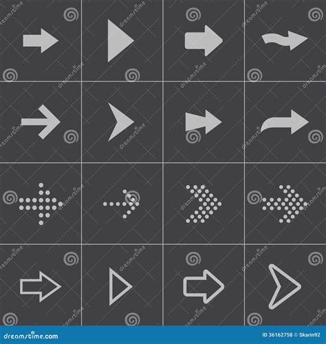 Black Arrows Collection Set Of Black Arrow Cursor Icons In A Row