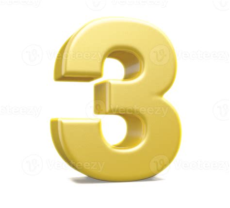 3d Number 3 Golden 11298042 Png