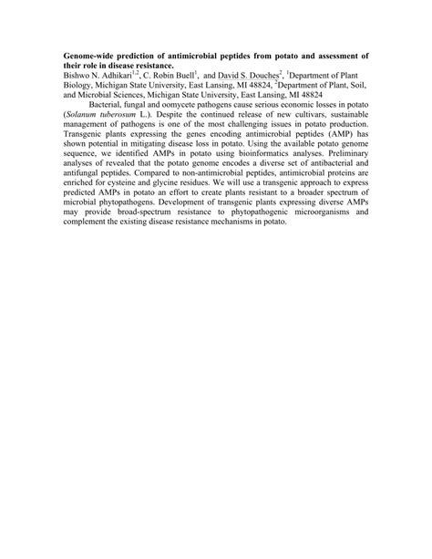 pdf genome wide prediction of antimicrobial peptides from potato and