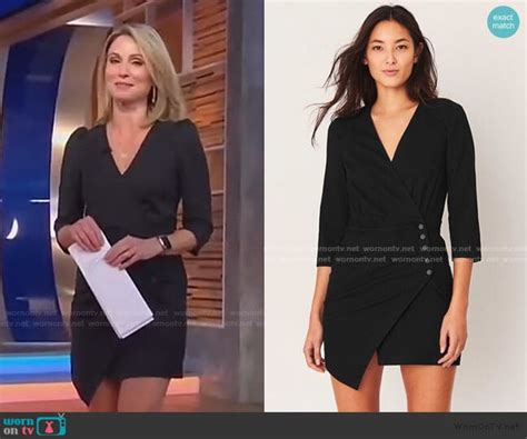 Wornontv Amys Black Pinstripe Wrap Mini Dress On Good Morning America