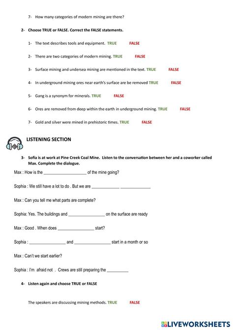 Mining Free Interactive Worksheets 7247679