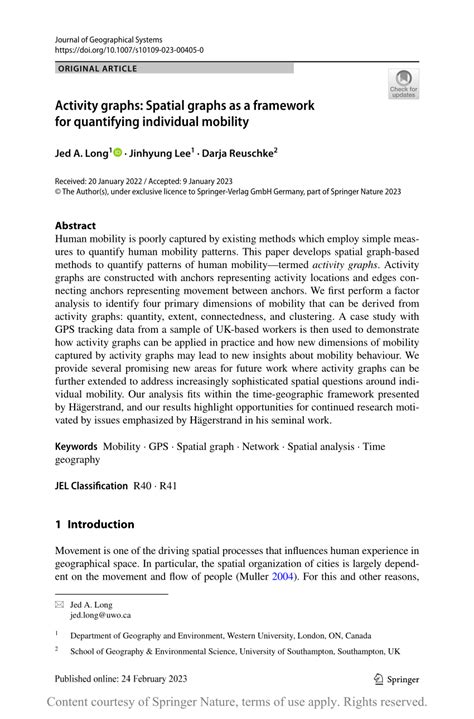 Activity Graphs Spatial Graphs As A Framework For Quantifying