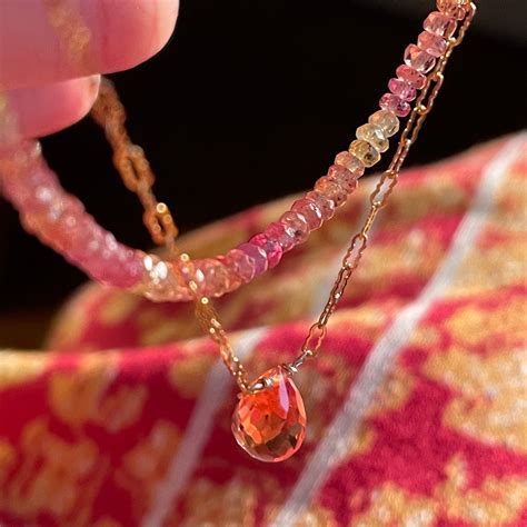 Peach Sapphire Bracelet Gold Filled Multi Strand Gemstone Jewelry Etsy