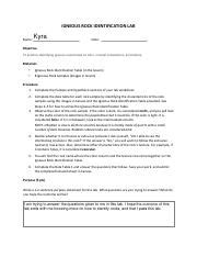 Igneous Rock Identification Lab Pdf IGNEOUS ROCK IDENTIFICATION LAB Name Kyra Date Objective